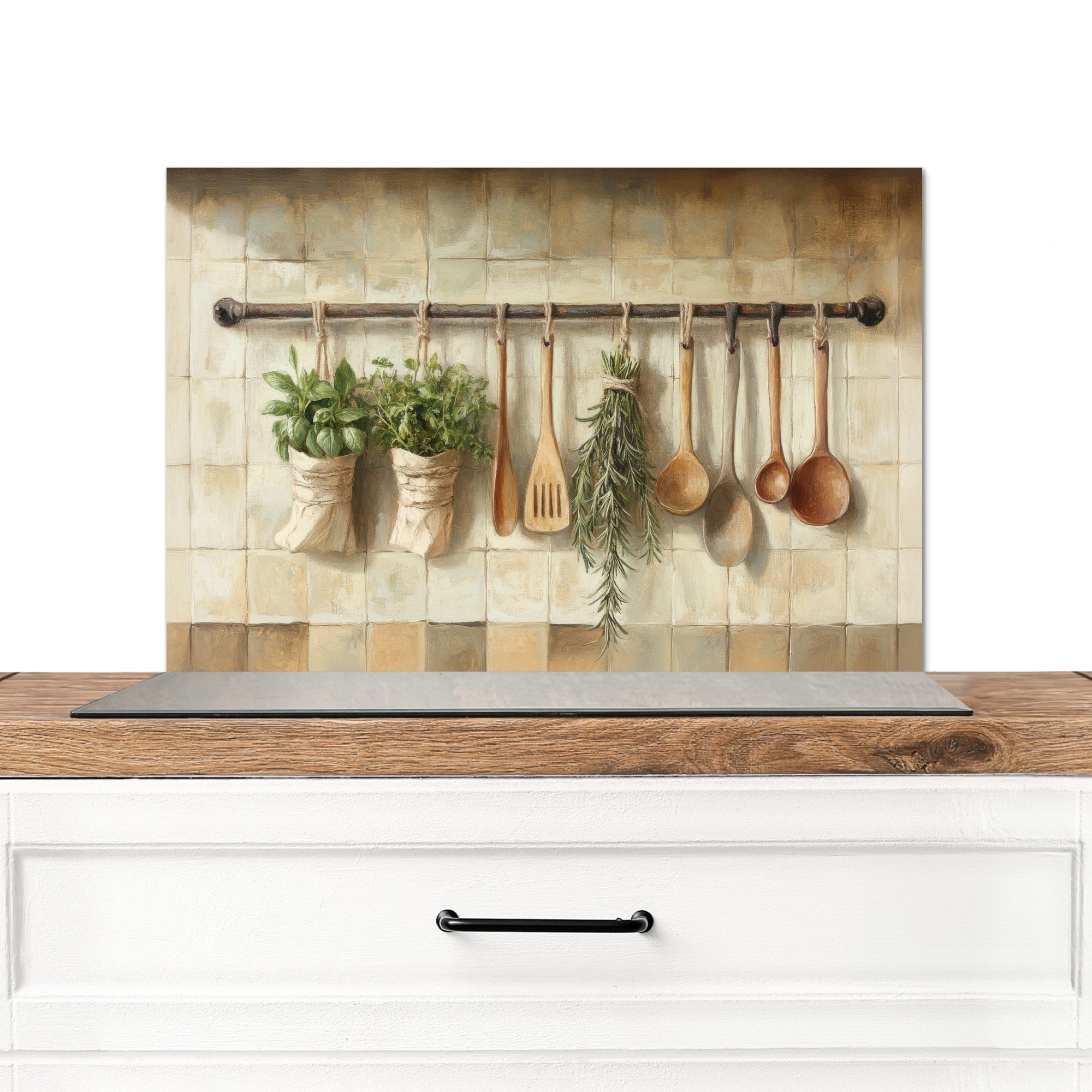 MuchoWow Küchenrückwand Lavendel - Brot - Stilleben, (1-tlg), Spritzschutz Küche, Küchendeko ...